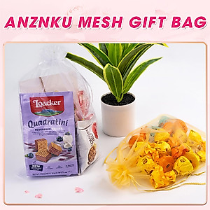 ANZNKU 50 Pack White Organza Bags 8x12 inch Mesh Bags Drawstring Large Goody Bags Gift Bags for Jewelry Candy Wedding Christmas Party Favor