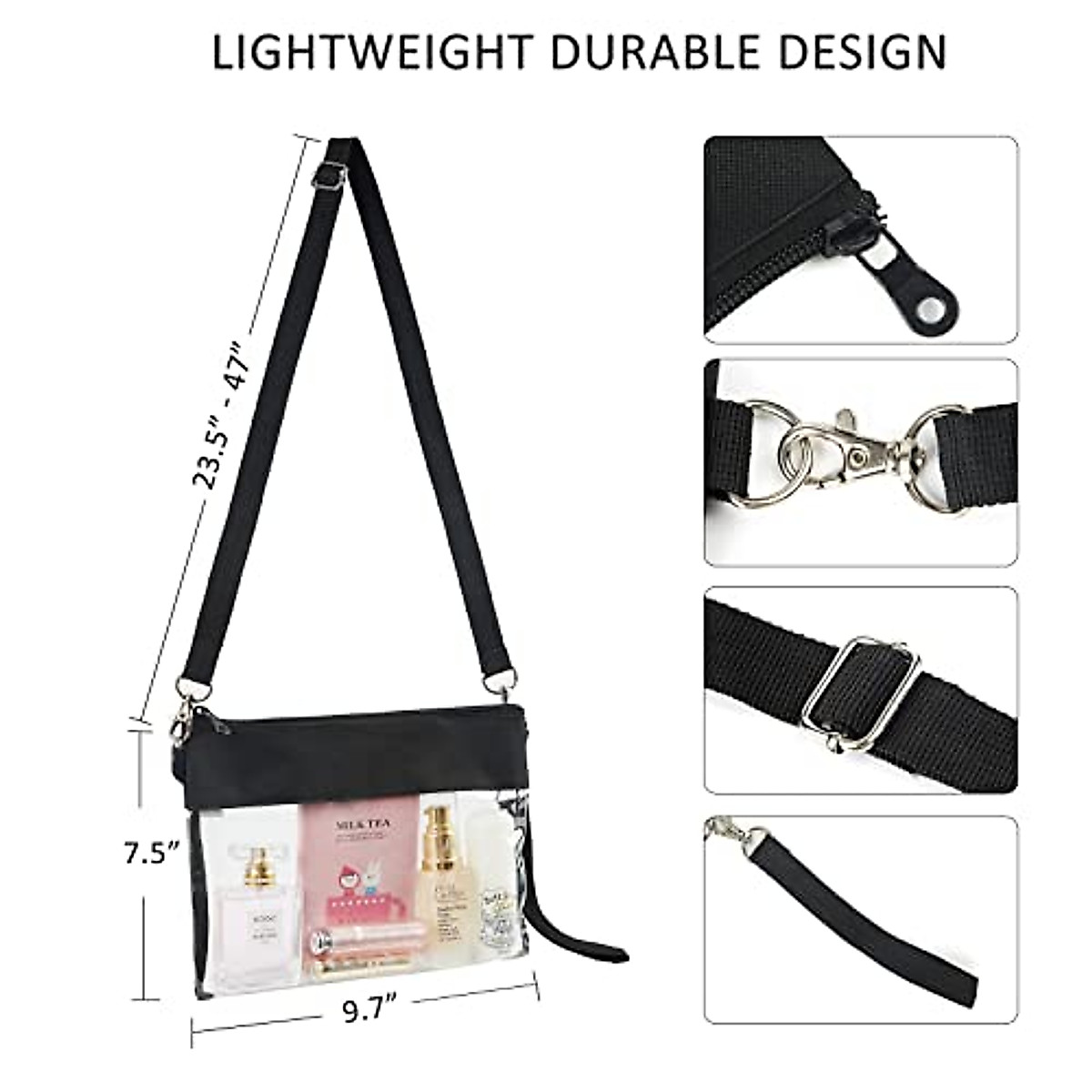 Clear Crossbody Purse Bag - PGA,NCAA Stadium Approved Clear Tote Bag