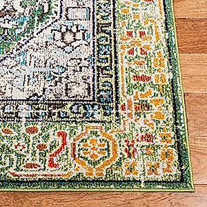 SAFAVIEH Madison Collection 8' x 10' Green / Turquoise MAD474Y Boho Distressed Medallion Non-Shedding Living Room Bedroom Dining Home Office Area Rug