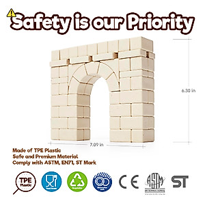 Taksa Toys Ancient Roman Arch Stem Toys Premium Educational Stackable Building Blocks, for Kids Ages 7 8 9 10+ Years Old, Indoor Architectural Kit Construction Games, Montessori Children Toys 69 Pcs