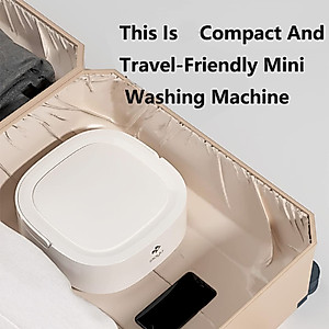 XZ-SMART Foldable Mini Small Portable Washer Washing Machine for Apartment, Laundry, Camping, RV, Travel, Underwear, Socks, Baby clothes (110V-240V) (WHITE), 9.8 x 9.8 x 9.5