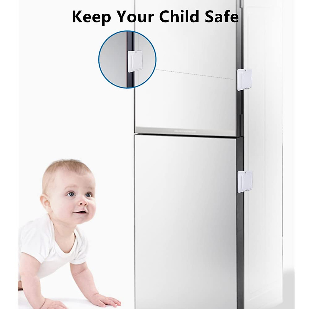 Child Safety Cabinet Locks, 4 Pack Baby Safety Hidden Lock for Cabinets and Drawers and No Drilling, Baby Proofing Latches for Closet, Kid Safety Lock to Keep Your Child Safe at Home