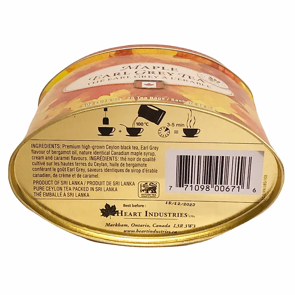 CANADA TRUE premium Ceylon Black Tea -25 Tea Bags 50g Can Package (Maple Earl Grey Tea)