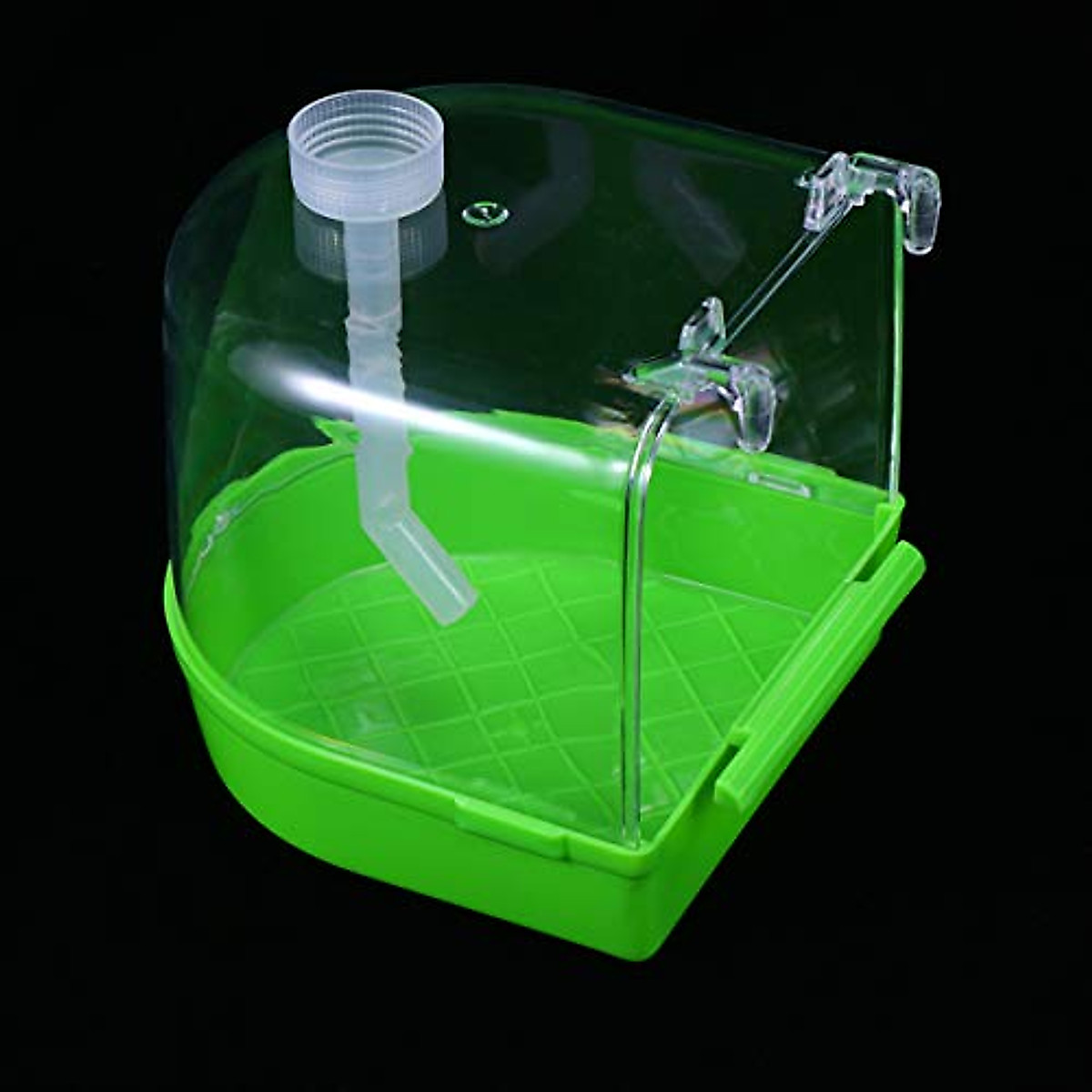 POPETPOP Bird Bath for Cage - Parakeet Bath Tub with Water Filling Pipe for Budgie Conure Finch Canary Cockatiel Parrot Lovebird Bird Bath Accessories