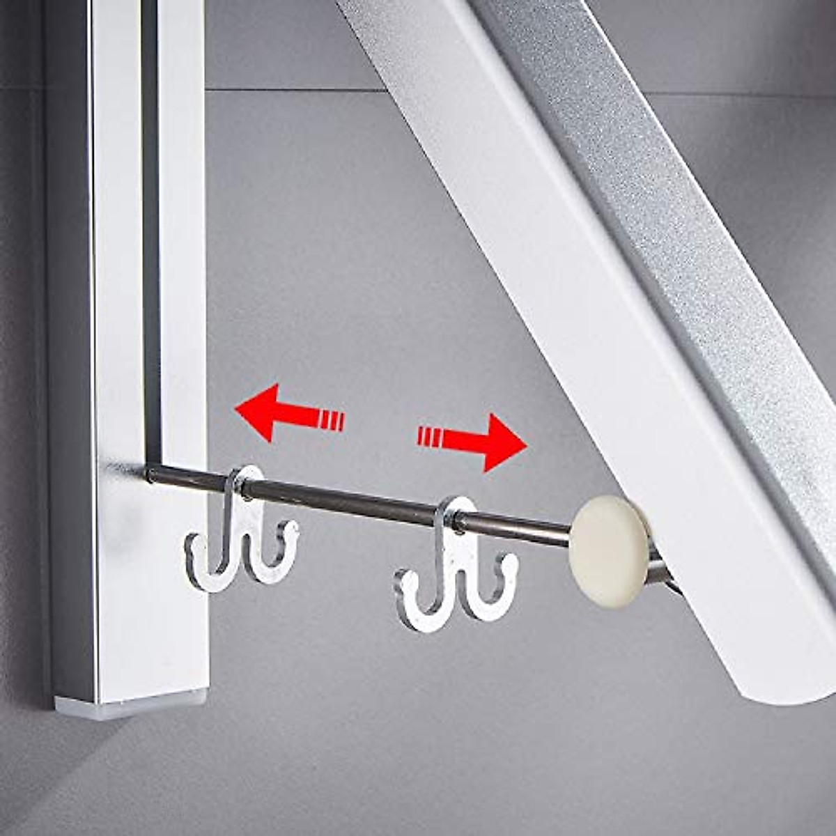 Luckystar Folding Stainless Steel Wall-Mounted Retractable Drying Rack, Aluminum and Silver Folding Drying Rack, Household Storage Box,Easy to Install