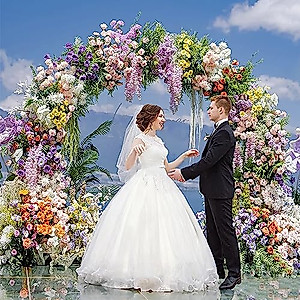 Asee'm 8.5FT Gold Large Wedding Arch Round Backdrop Stand Circle Metal Floral Balloon Frame for Party Anniversary Birthday Graduation Valentine Ceremony Decorations