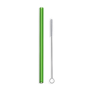Hummingbird Glass Straws 9 inches x 9.5 mm Straight Reusable Straw Made with Pride in the USA (green)