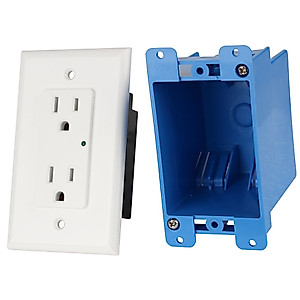 Element-Hz Power Series In-Wall Single Gang Surge Protector w/Retrofit Backbox, 1800 Joules, White
