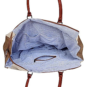 CLA 20 Inch Upcycle Canvas & Cowhide Leather Handbag for Women, weekend bag, beach bag for women, Canvas Hobo Bag for Women, Canvas Tote Bag for Women's