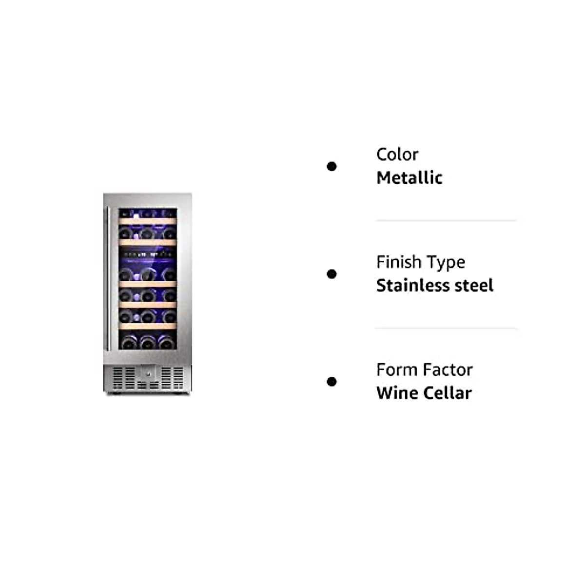 Joy Pebble Wine Cooler 28 Bottle Dual Zone Built-in Wine Cellar with Stainless Steel & Double-Layer Tempered Glass Door and Temperature Memory Function
