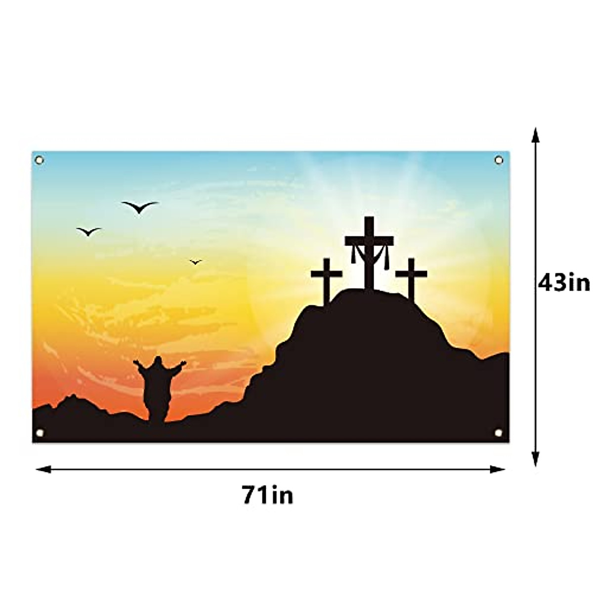 He is Risen Backdrop He is Risen Banner He is Risen Decor Resurrection of Jesus Wall Tapestry He is Risen Easter Decoration and Supplies for Home