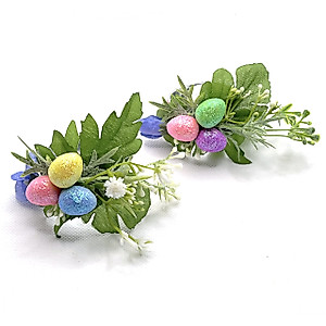 Easter Eggs Spring Napkin Rings & Yellow Flowers table decor decorations - Set of 6