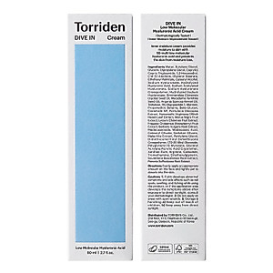 Torriden DIVE IN Cream 80ml (2.71 fl. oz.) | Facial Moisturizer for Sensitive, Oily Skin | Lightweight and Moistrul Creamy Texture | Hyaluronic Acid Cream, Allantoin