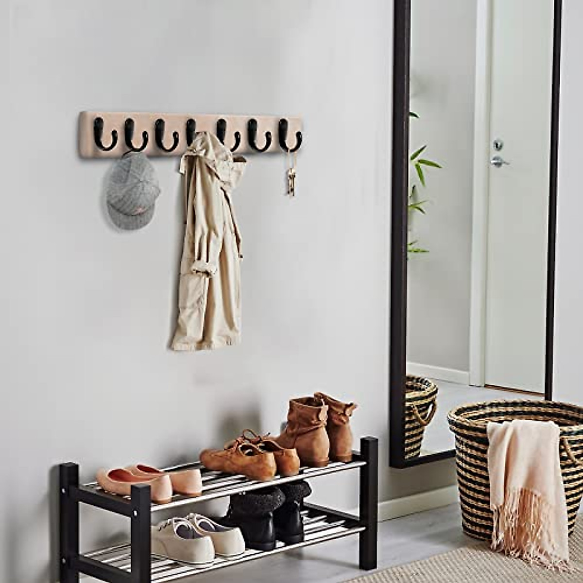 CRXCRC 10pcs Single Prong Robe Hook,Hooks for Hanging,Flat Coat Hooks Wall Mounted for Hanging Towel Hooks with 20 Screws for Coats,Bag, Scarf, Key, Towel, Hat,Cup (Black)