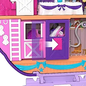 Polly Pocket Compact Playset, Jumpin' Style Pony with 2 Micro Dolls & Accessories, Travel Toys with Surprise Reveals