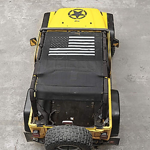 Voodonala for Jeep TJ Durable Mesh Sunshade Top Cover Provides UV Sun Shade Protection for 1997-2006 Jeep Wrangler TJ(US Flag)