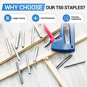 meite T50 Stainless Steel Staples, 3/8 Inch Heavy Duty 304 Stainless Steel Staples for Staple Gun - 1512 Counts, T50 Staple Gun Staples, 20 Gauge 3/8 Inch Crown Upholstery Staples