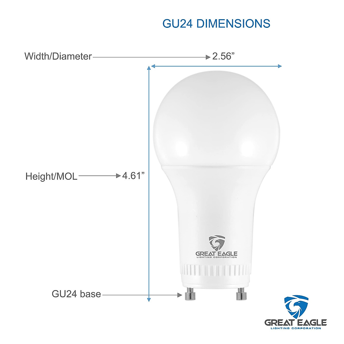 Great Eagle Lighting Corporation 15W (100W Equivalent) GU24 LED Light Bulb Dimmable 5000K Daylight, UL, Replace CFL Twist-in 2 Prong (4-Pack)