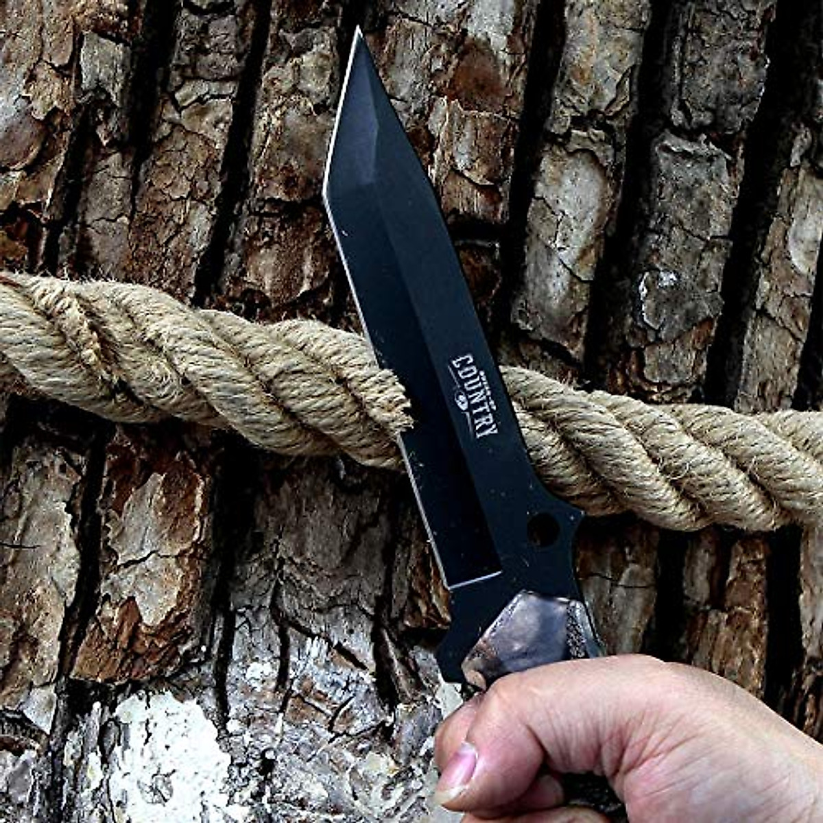 Mossy Oak Fixed Blade Hunting Knife Set - 2 Piece, Full Tang Handle Straight Edge and Gut Hook Blades Game Processing Knife, Sheath Included