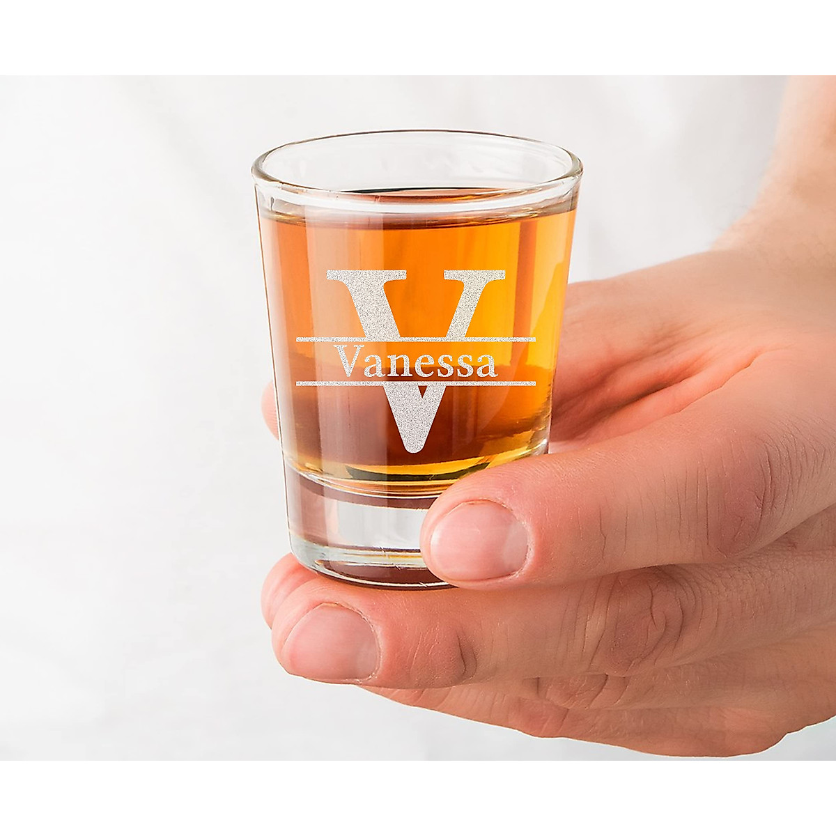 Personalized Shot Glass 1.5 oz Custom Shot Glass with Name and Monogram Whiskey Tequila Liqueur Heavy Base Mini Glass for Drinkware Decoration Gift