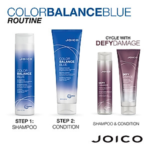 Joico Color Balance Blue Shampoo and Conditioner | For Lightened Brown Hair | Eliminate Brassy Orange Tones | Boost Color Vibrancy & Shine | Protect Against Harmful UV Radiation | With Rosehip Oil