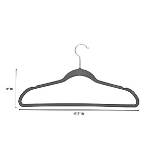 Simplify Slim Velvet Clothes Hangers | 25 Pack | Non-Slip | Shirts | Suit | Pants | Dresses | Garments | Closet Storage & Organization | Durable | Grey