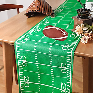 Tegeme 2 Pieces Thanksgiving Football Fall Leaves Table Runner Seasonal Autumn Harvest Kitchen Dining Table Decor Football Table Runner for Home Football Party Decoration, 14 x 72 Inch (Party)