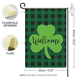 St Patricks Day Garden Flag 12.5x18 Vertical Double Sided Decorative Happy St Patricks Day Shamrock Welcome Garden Flag for Outside Yard Lawn Outdoor St Patricks Day Decoration-L10