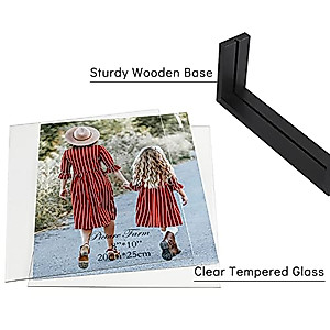 MEBRUDY 8x10 Picture Frame 2 Pack, Black Photo Frames with Tempered Glass Cover and Wooden Base for Tabletop or Desktop Display