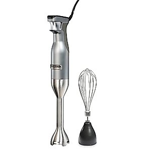 Hamilton Beach Professional Electric Immersion Hand Blender with Variable Speed + Whisk, 300 Watts, LED Screen, Stainless Steel (59750)