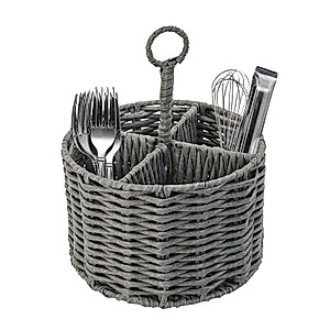 COZYYROME Utensil Caddy for Kitchen Countertop,Cooking Utensil Holder Counter Utensil Crock Holder for Kitchen Large Utensil Flatware Organizer,Kitchen Utensil Caddy With 4 Compartments