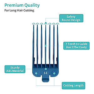 6 Professional Extra Long Hair Clipper Guards Cutting Guides Fits for Most Wahl Clippers, Color Coded Clipper Guards Replacement - 1.25", 1.5", 1.75", 2", 2.25" & 2.5" (#10, 12, 14, 16, 18, 20)