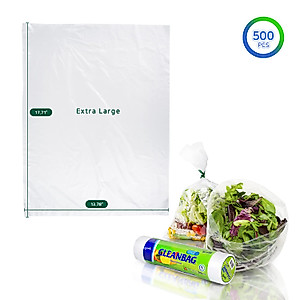 CLEANWRAP Food Storage Roll Bags (13.78 * 17.71-500 PCS) + Zipper Bag (Medium 90 Bags) | Food Plastic Bags, Mini Plastic Bags, Plastic Bread Bags, Roll Plastic Bags, Plastic Produce Bag
