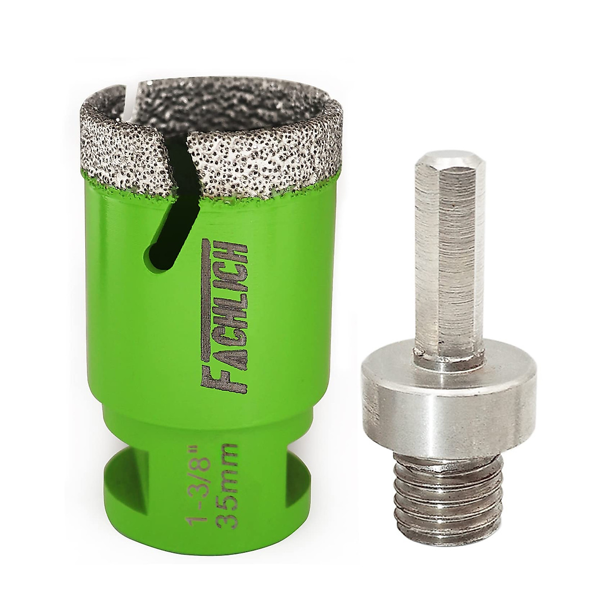 FACHLICH Diamond Core Drill Bits 1-3/8" 35mm 5/8-11 Thread Plus Adapter 5/8"-11 Male to 3/8" Hex Shank,Tile Hole Saws for Porcelain Tile,Granite,Marble,Concrete,Masonry