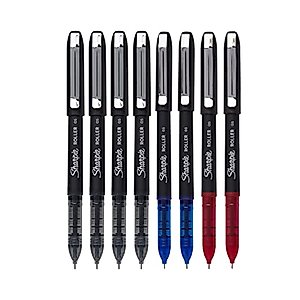 Sharpie Rollerball Pen, Needle Point (0.5mm) Precision Pen, Assorted Ink, 8 Count