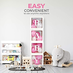 Baby Shower Boxes with Letters - 118 Piece All in one Baby Boxes with Letters for Baby Shower, Beautiful Baby Boxes for Baby Shower, Large and Easy to use Baby Balloon Box that Includes Balloons