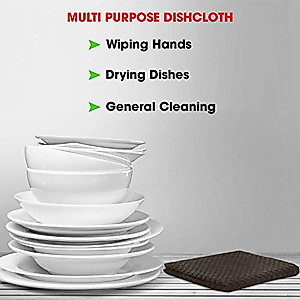 TALVANIA Dishcloths for Kitchen Cotton Terry Dish Cloths 12 Pack Soft and Absorbent Cleaning Dish Rag 12” X 12” Small Dish Towels (Brown)