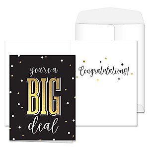 You're A Big Deal Greeting Card / 8.5" x 11" Large Funny Congrats Greeting Card/Jumbo Black Faux Gold Humor Congratulations Graduation Retirement Anniversary Good Luck Card