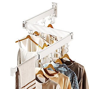 HEILAIYI Clothes Drying Rack Wall Mounted,Drying Rack Clothing,Wall Mounted Drying Rack,Laundry Room Organization and Storage,Laundry Drying Rack,Collapsible Dying Racks for Laundry