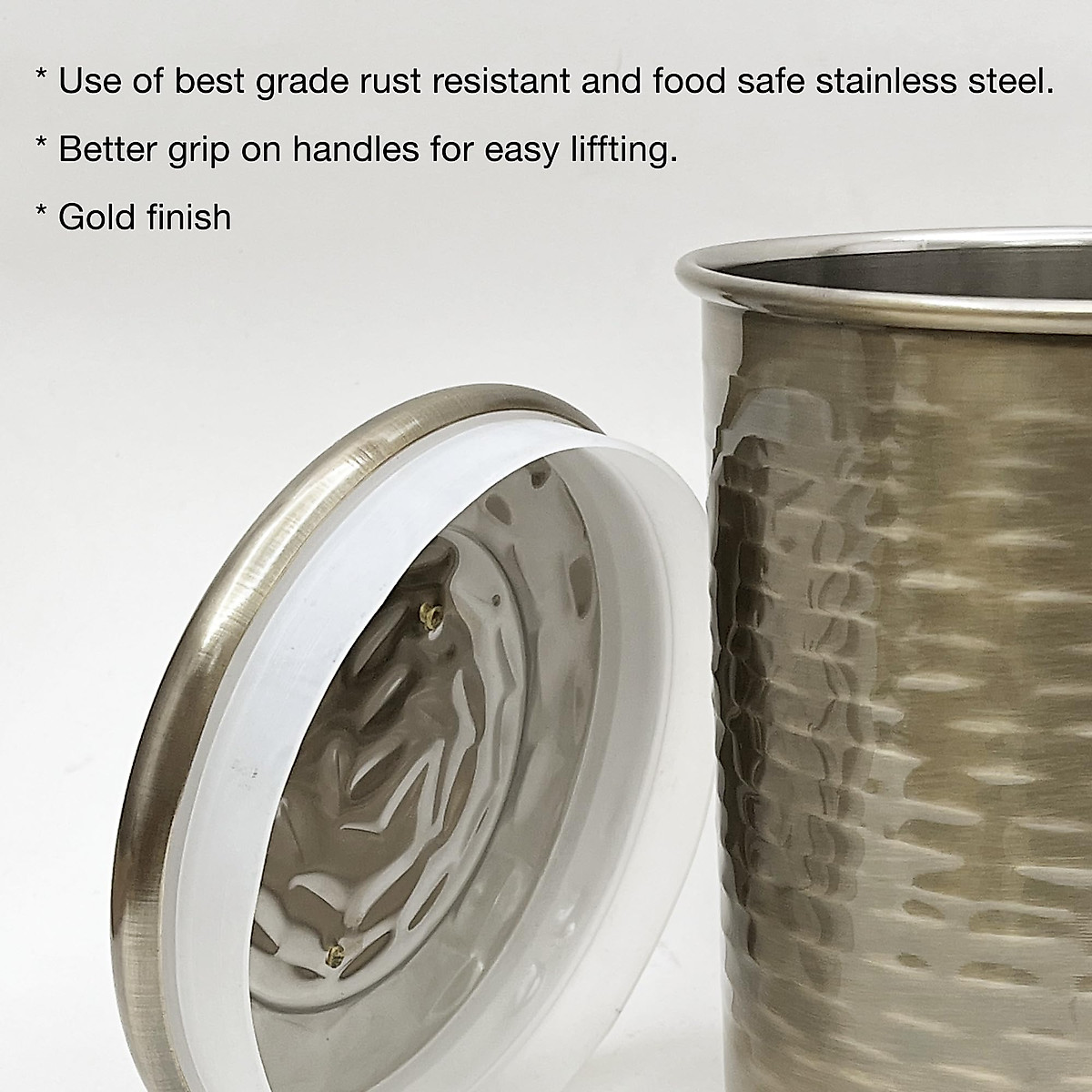 nu steel Set Of 4 Food storage Container Kitchen Hammered Canister with gold finish