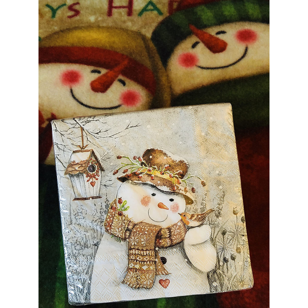 20-ct 13x13 Christmas Napkins with Snowman Napkins Christmas Paper Napkins Christmas Napkins Paper Christmas Cocktail Napkins Thanksgiving Napkins Decorative Decoupage Bird Winter Napkins
