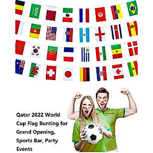 Soccer World Cup String Flag Bunting, 32 Countries Flags Banners Double-sided Polyester for World Cup, Garden, Bar, Restaurant and Party Decoration