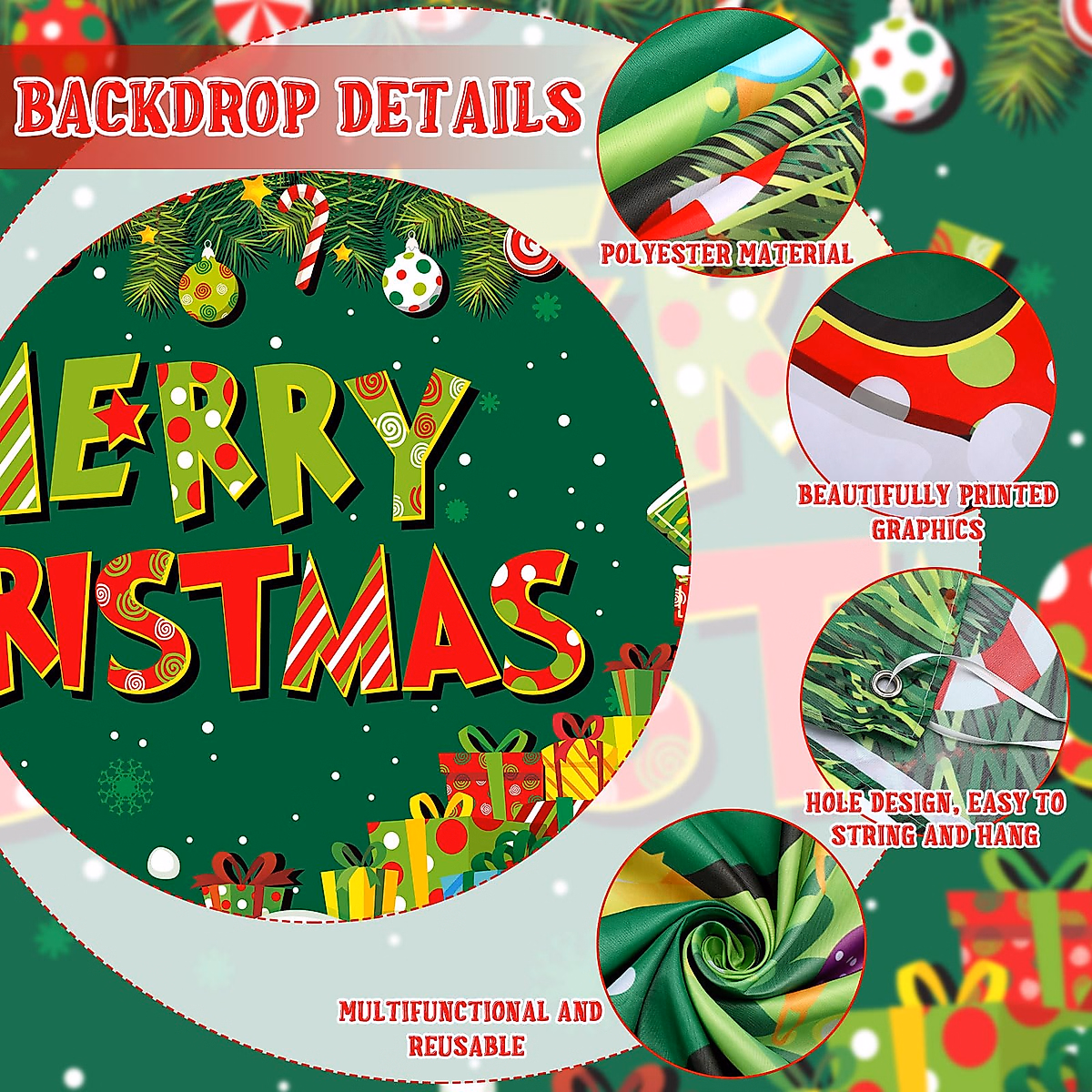 Ganeen Red Green Christmas Outdoor Garage Door Banner Cover 6x13ft Large Merry Christmas Backdrop Decoration Winter Holiday Background Sign for Xmas Garage Door Wall