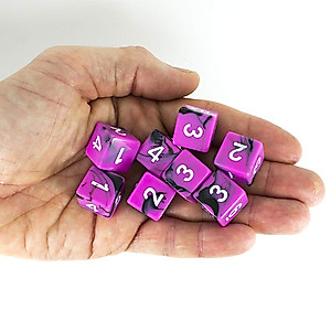 Paladin Roleplaying Magenta and Black Dice - 8 D6 Set - 'Succubus'
