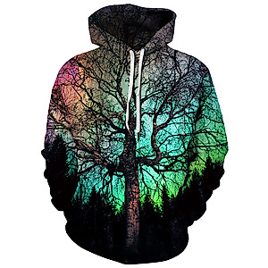 OWMMIZ Unisex Novelty Hoodies 3D Print Graphic Hooded Pullover Sweatshirt Pocket Black Green Large-X-Large