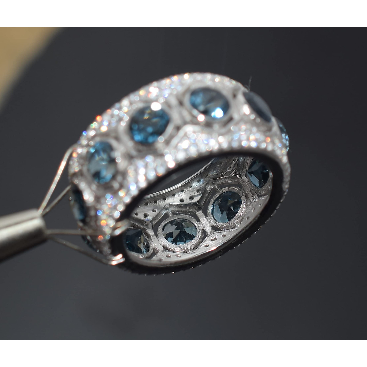 Women's Beautiful Natural Blue Topaz Gemstone Designer Ring 925 Sterling Silver Something blue, Sky blue, Wedding Band, Elegant Eternity Ring For Wedding/Marriage/Fastival/Annyversary (Size:-9)