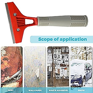 Ehdis Razor Blade Scraper 4 Inch Scraper Tools for Glass with 10PCS Replace Blades (Red)