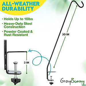 Heavy Duty Deck Hook, Black, 3 Inch Clamp, For Bird Feeders, Planters, Suet Baskets, Lanterns, Wind Chimes and More!