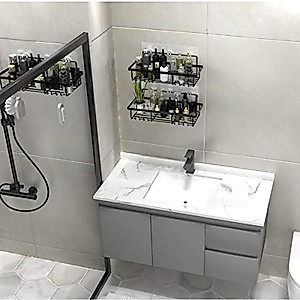 MESTOP Shower Shelves,Shower Caddy,Spice Racks 5 Pack Kitchen Shower Organizer No Drilling，Rustproof stainless steel,shower shelf for bathroom storage,Black