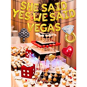 LaVenty 16 PCS She Said Yes We Said Vegas Balloon Las Vegas Bachelorette Party Decorations Casino Bachelorette Bridal Shower Balloons Garland